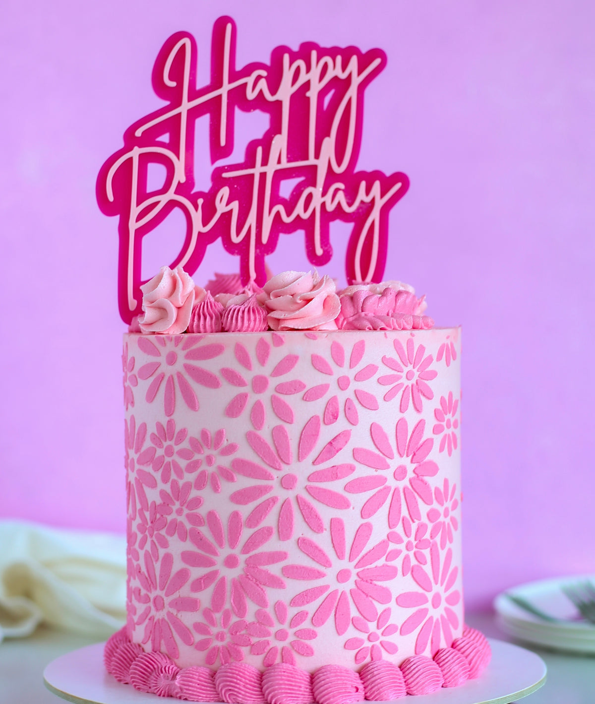 Happy Birthday Cake Pink Baby Layer Cake Pink